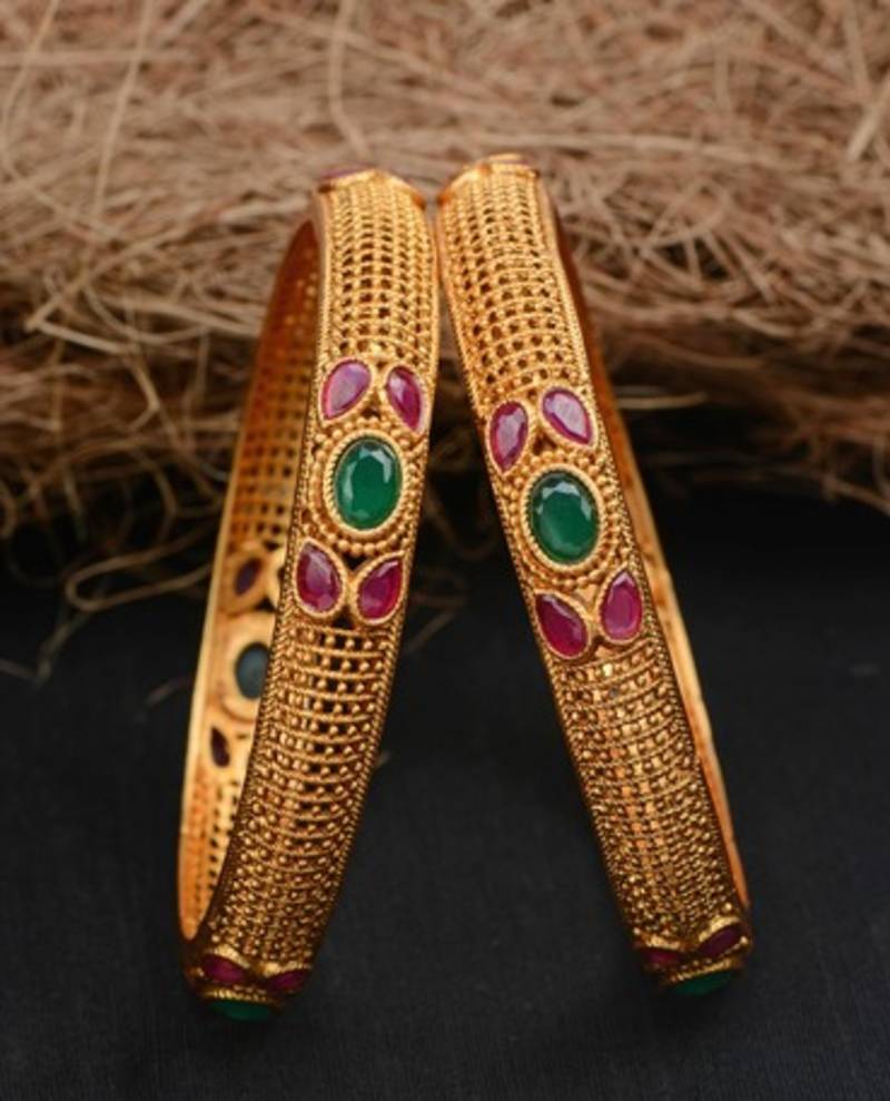 Gold plated gheru bangles and bracelets - Aira Luxury Fashion Jewellery ...