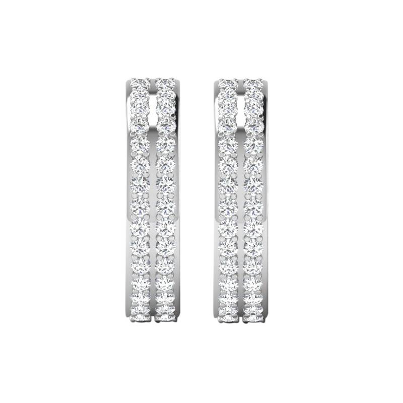 0.9 Ct Diamond Small Hoop Earrings in 9KT White Gold - His & Her - 2504244