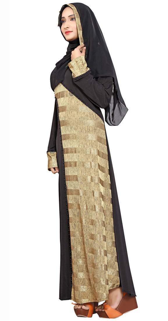 Black Printed Lycra Islamic Style Festive Wear Burka With Hijab - JSDC ...