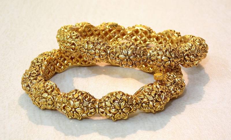 Traditional And Elegant Gold Plated Bangles - Elegant Elements - 341336