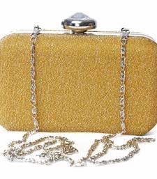 Women Glittering Gold Large Box Clutch - Just Women - 342266