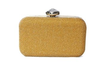Women Glittering Gold Large Box Clutch - Just Women - 342266