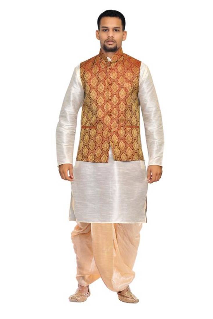 Maroon Silk Ethnic Indian Traditional Mens Festive Wear Dhoti Kurta ...