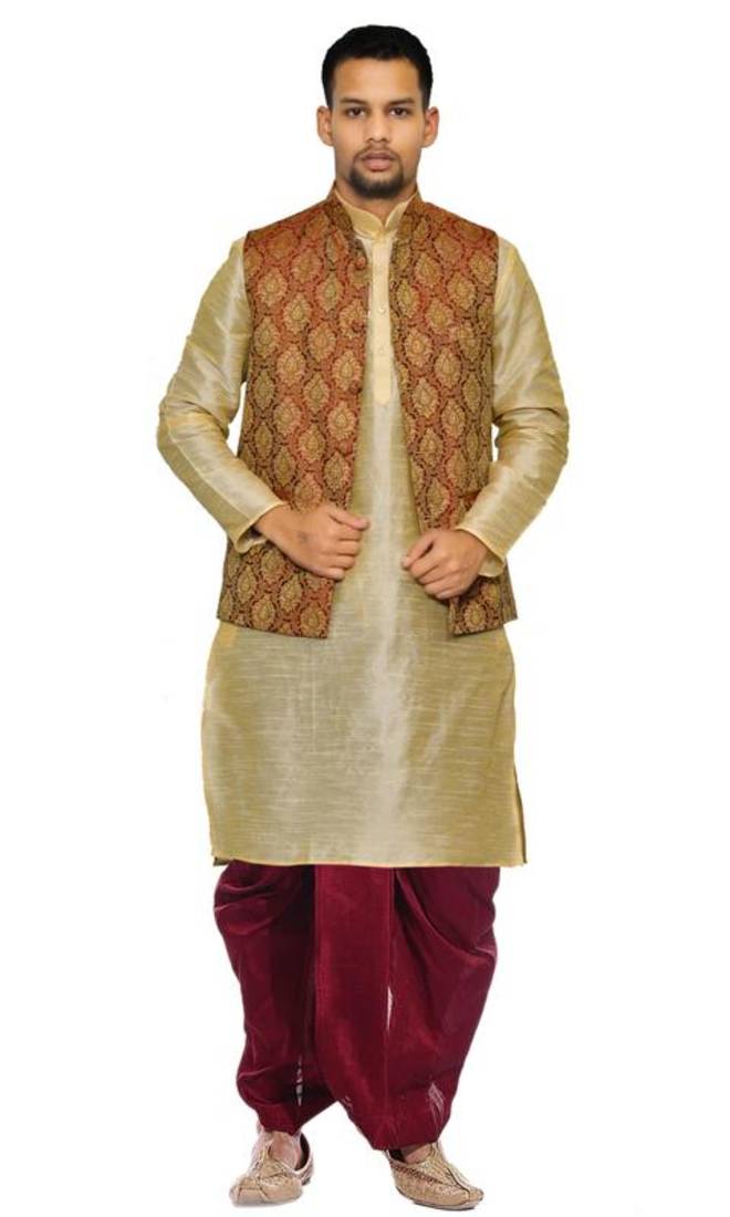Maroon Silk Ethnic Indian Traditional Mens Festive Wear Dhoti Kurta ...