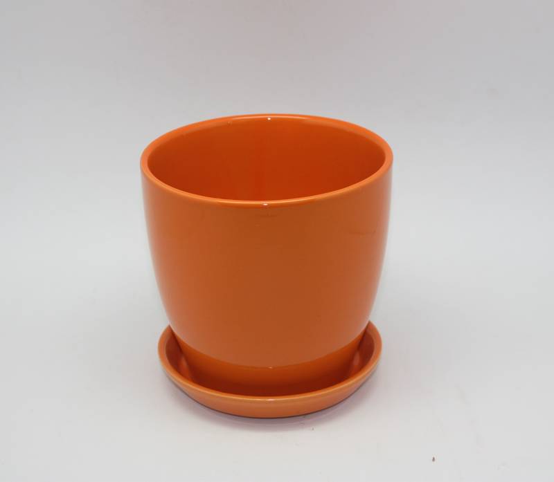 Gaia Orange Ceramic Pot Planter in Large Size - Gaia Pottery - 2547958