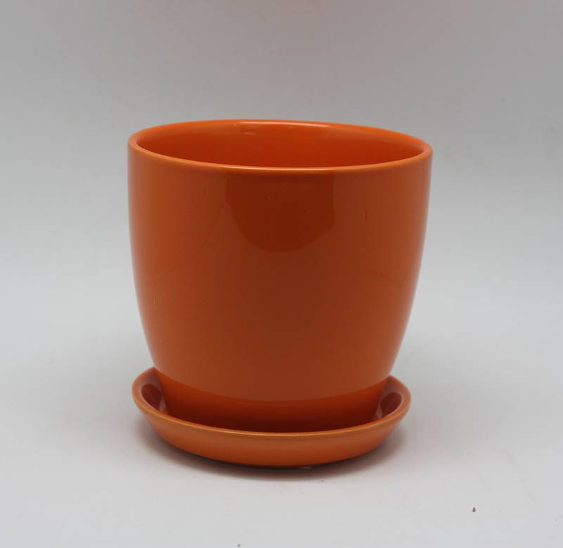 Gaia Orange Ceramic Pot Planter in Large Size - Gaia Pottery - 2547958