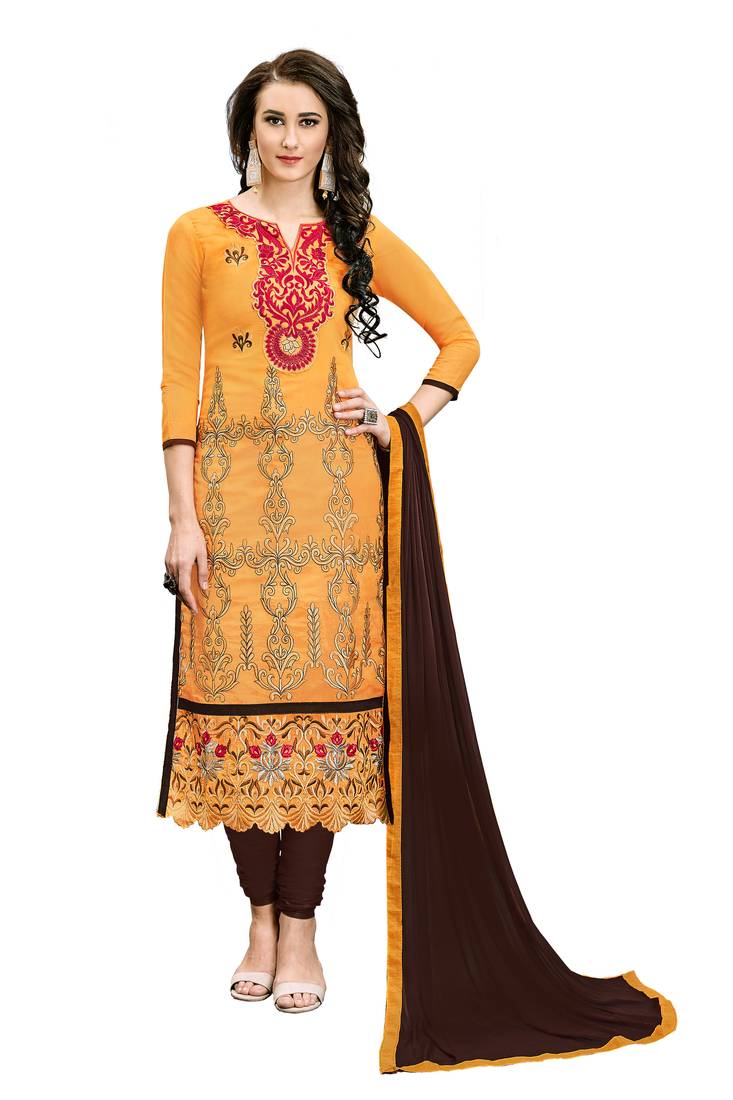 Mustard embroidered chanderi salwar - Lilots - 2559568