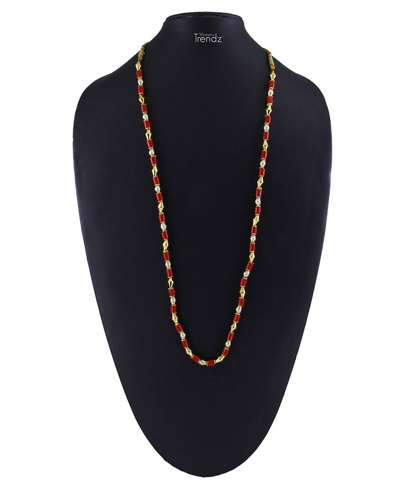 Traditional Kolhapuri Long Bormal With Red And White Crystals For ...