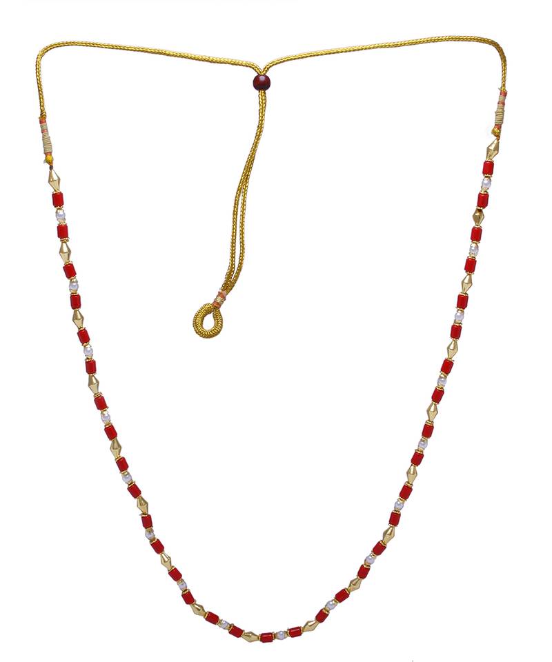 Traditional Kolhapuri Long Bormal With Red And White Crystals For ...