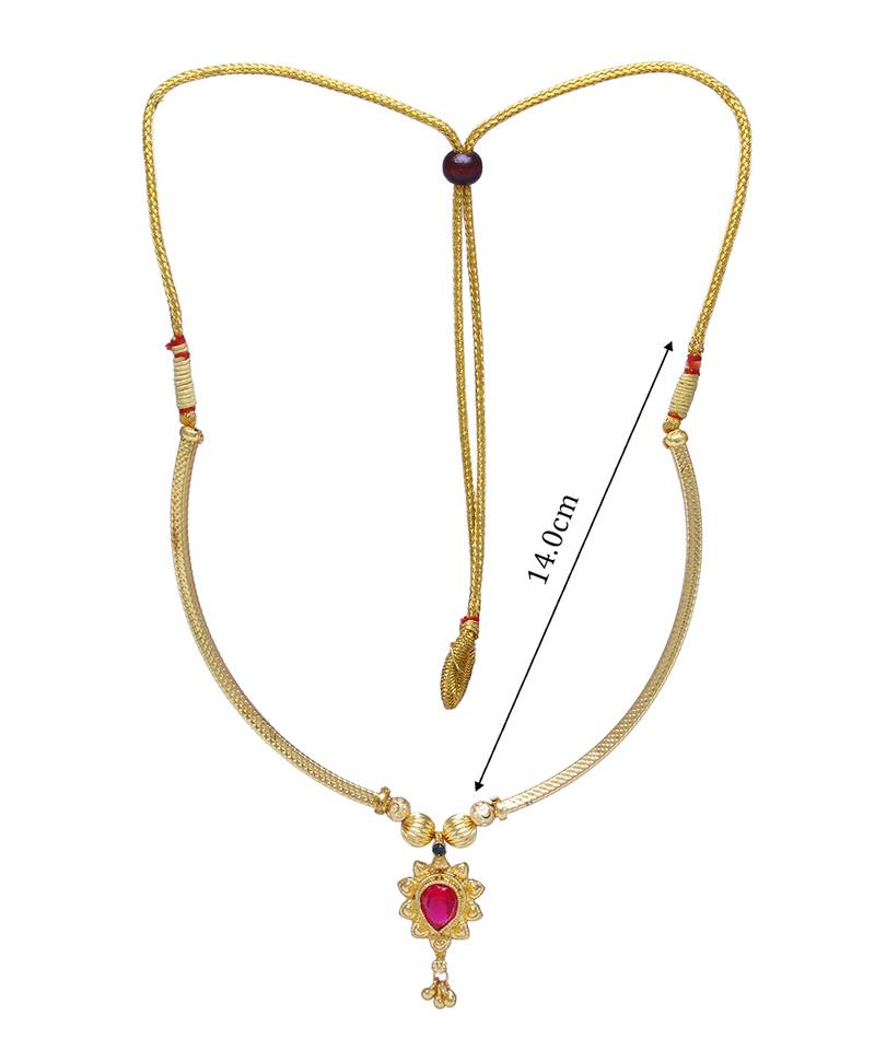 Traditional Handmade Jewellery Chandrakor Thushi & Red Crystal Pendal ...