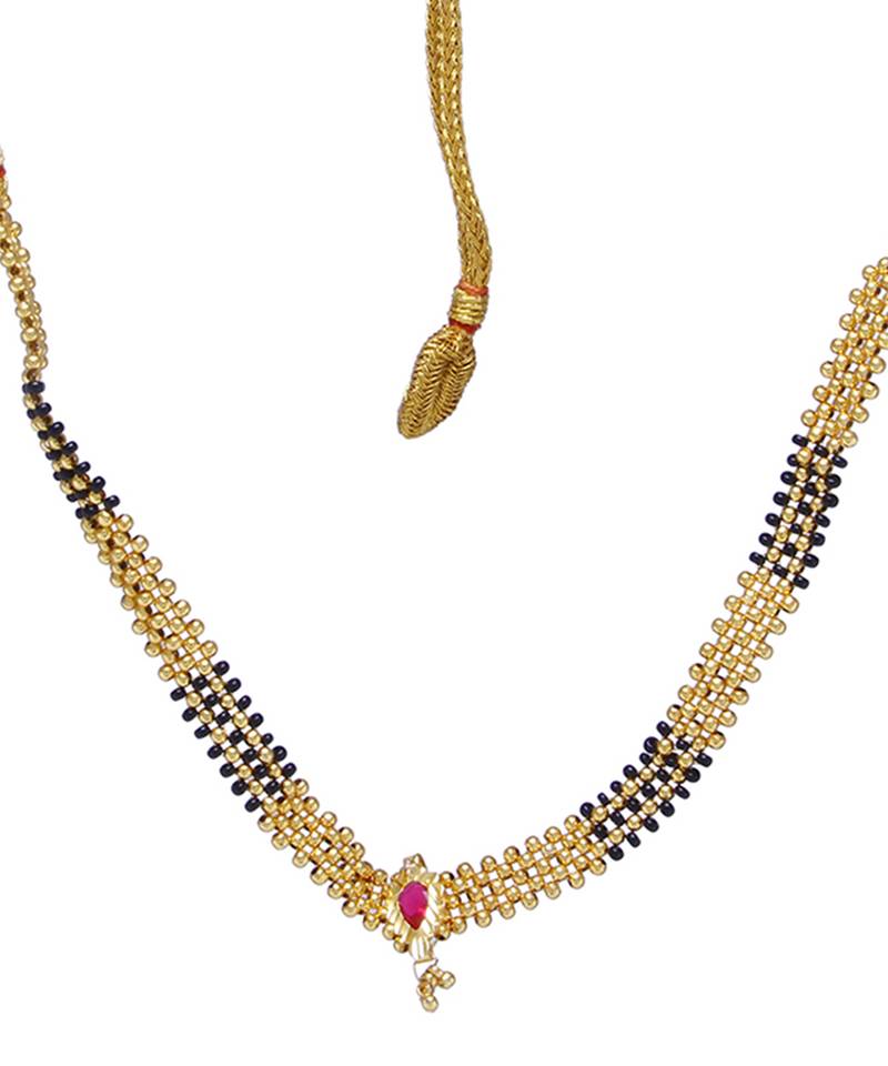 Traditional Handmade Gold And Black Color Thushi Jewellery Necklace ...
