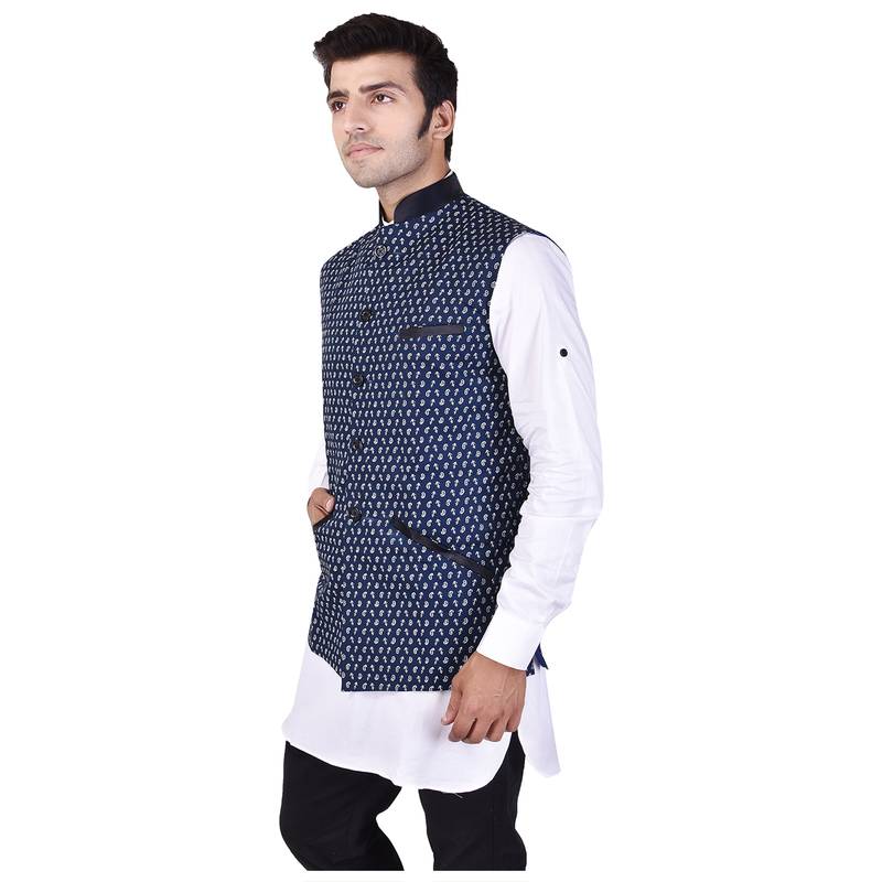 Blue Cotton Modi Jacket - Veera Paridhaan - 2579367