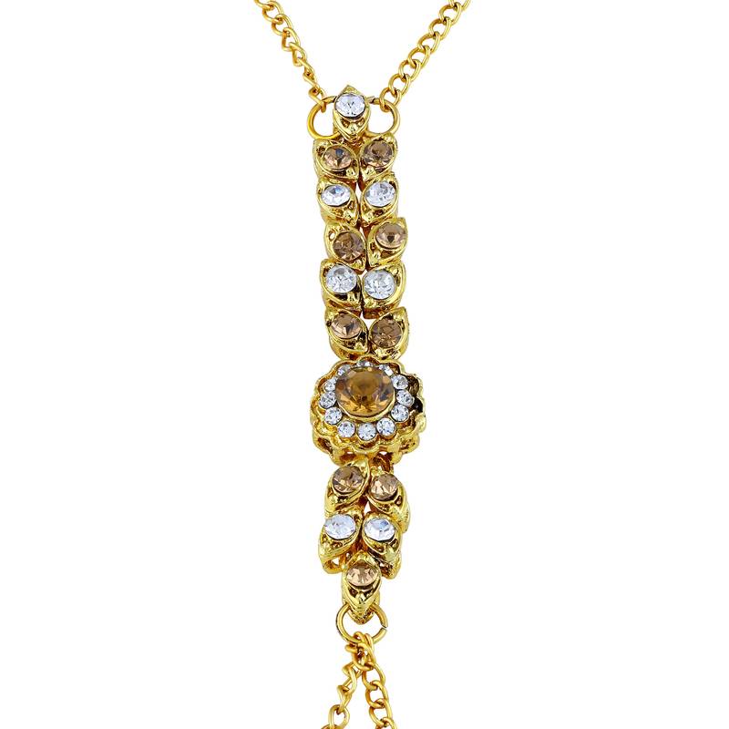 Classy Flower Design Gold Plated Lct Stone Hathphool For Women ...