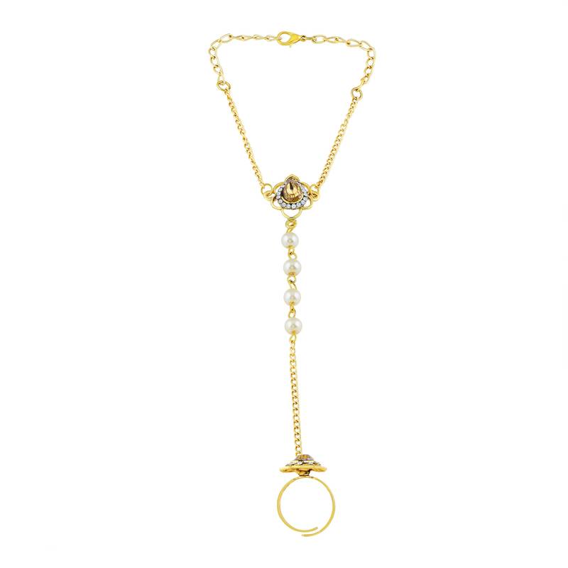 Lavish Traditional Gold Plated Lct Stone Hathphool For Women - Asmitta ...