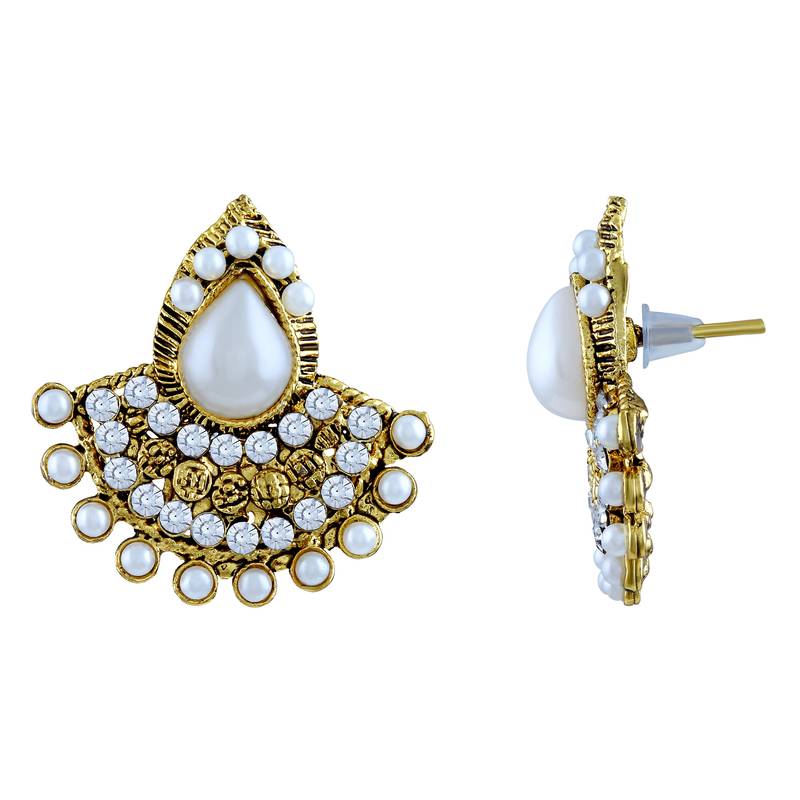 Pleasing Chandbali Gold Plated Stud Earring For Women - Asmitta - 2580016