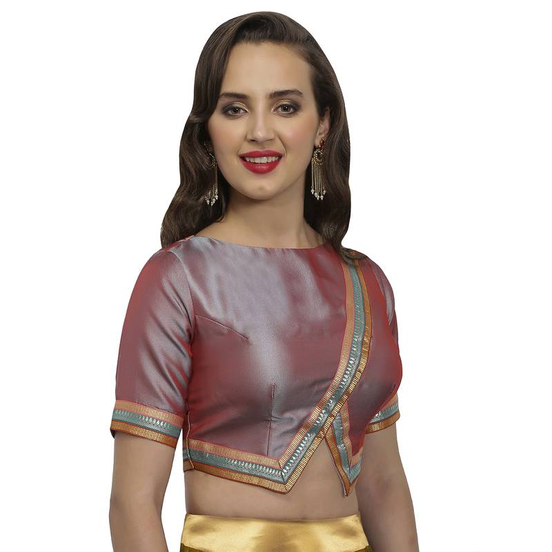 Silver grey plain polyester party stitched blouse - JustB - 2603938