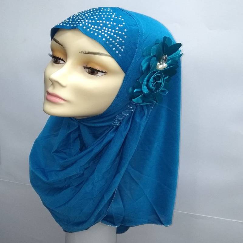 Designer Ready To Wear Instant Hijab - Blue - Mean Zoom - 2616176