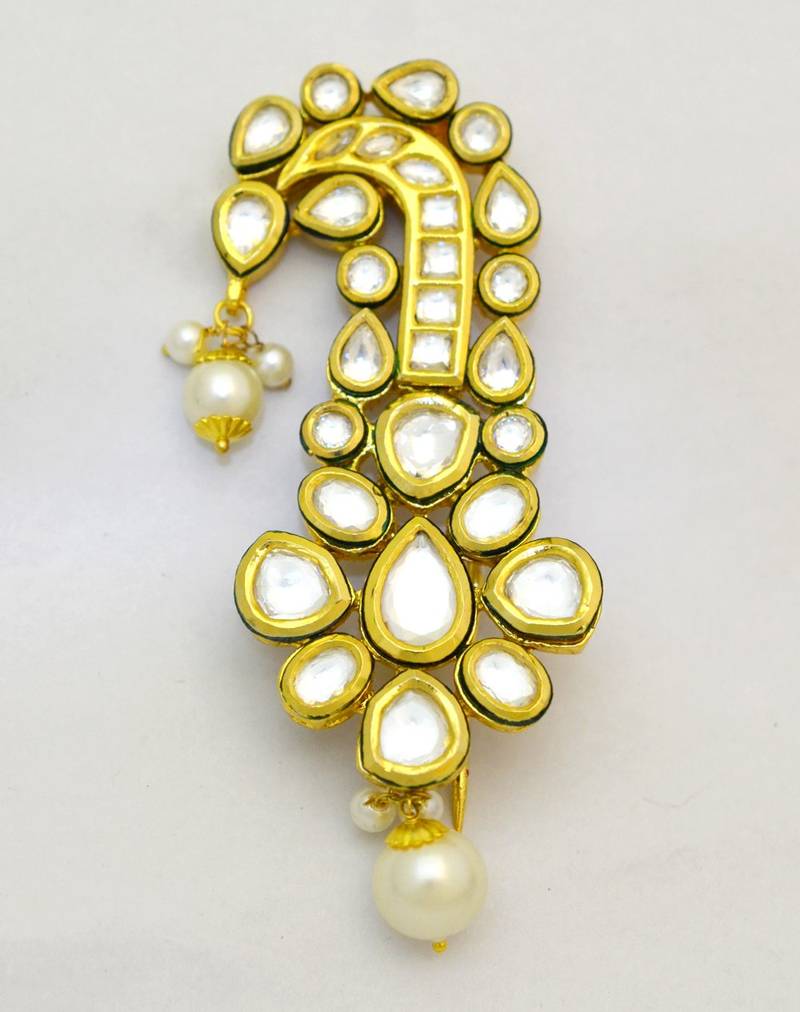 Uncut Diamond Polki Pearl Dulha Kalgi - Dilan Jewels - 353193