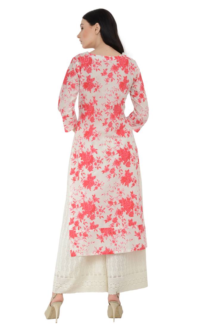 Multicolor printed cotton long kurtis - ZOEYAMS - 2617835