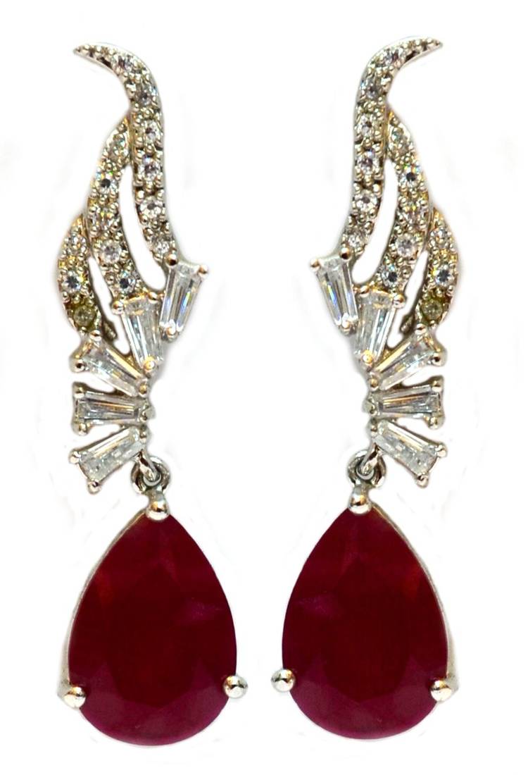 Ruby Silver Diamonte Dangling Drops - Dilan Jewels - 353448