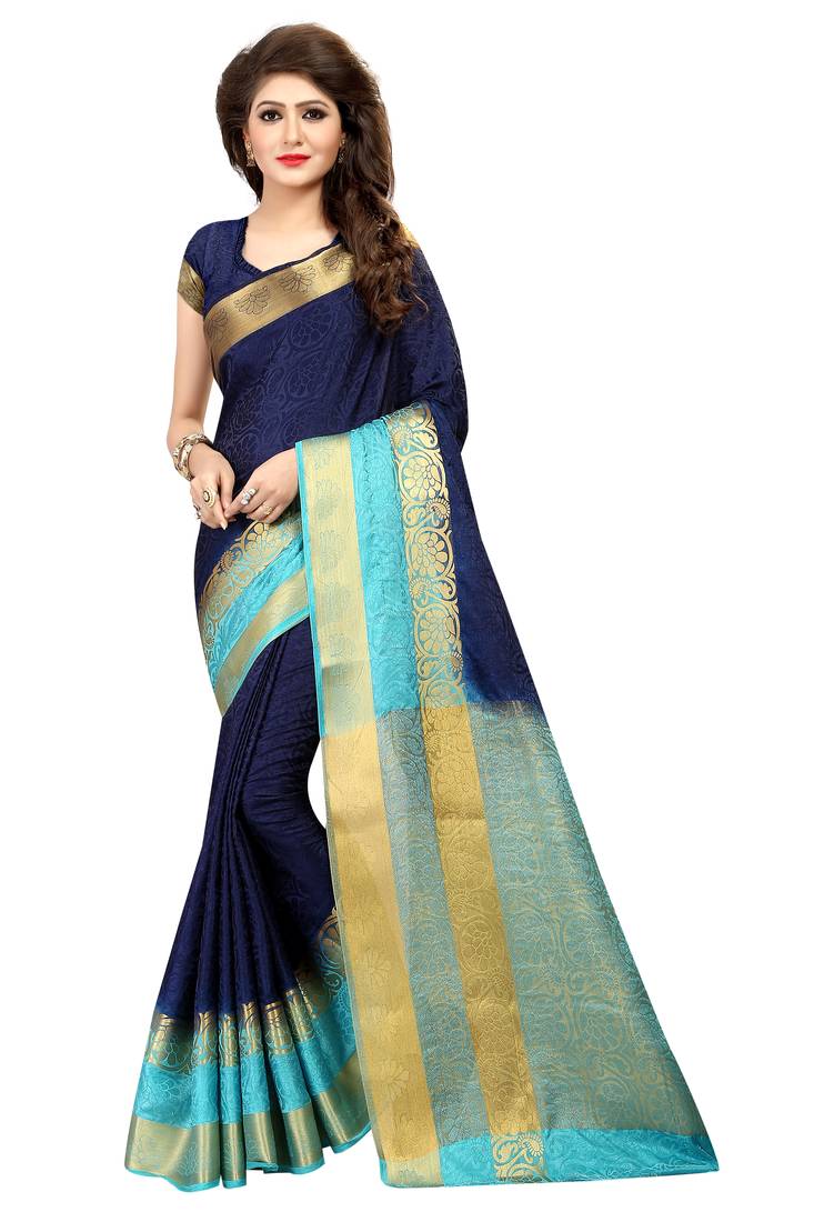Multicolor printed rayon saree with blouse - Ambe Fab - 2622324