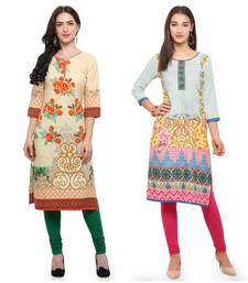 Multicolor printed crepe combo kurti - Venika Creations - 2650337