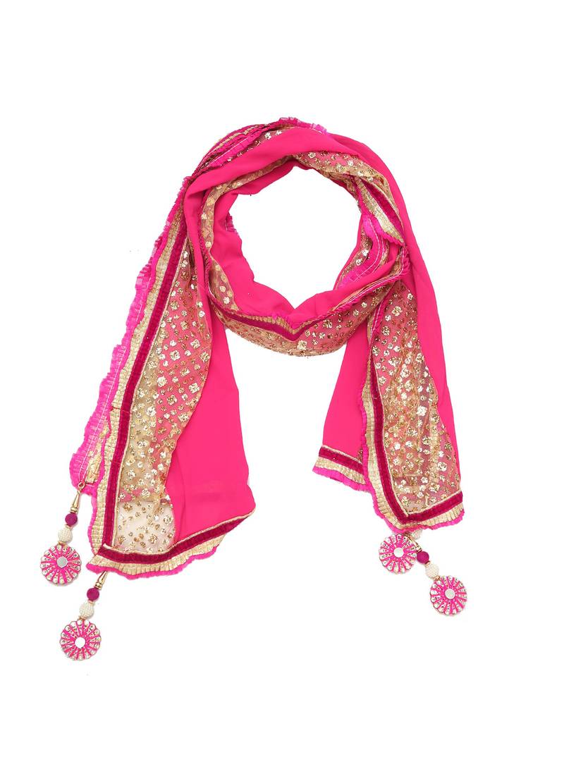 Rani viscose georgette embellished stole and dupattas - GRISHTI - 2656218