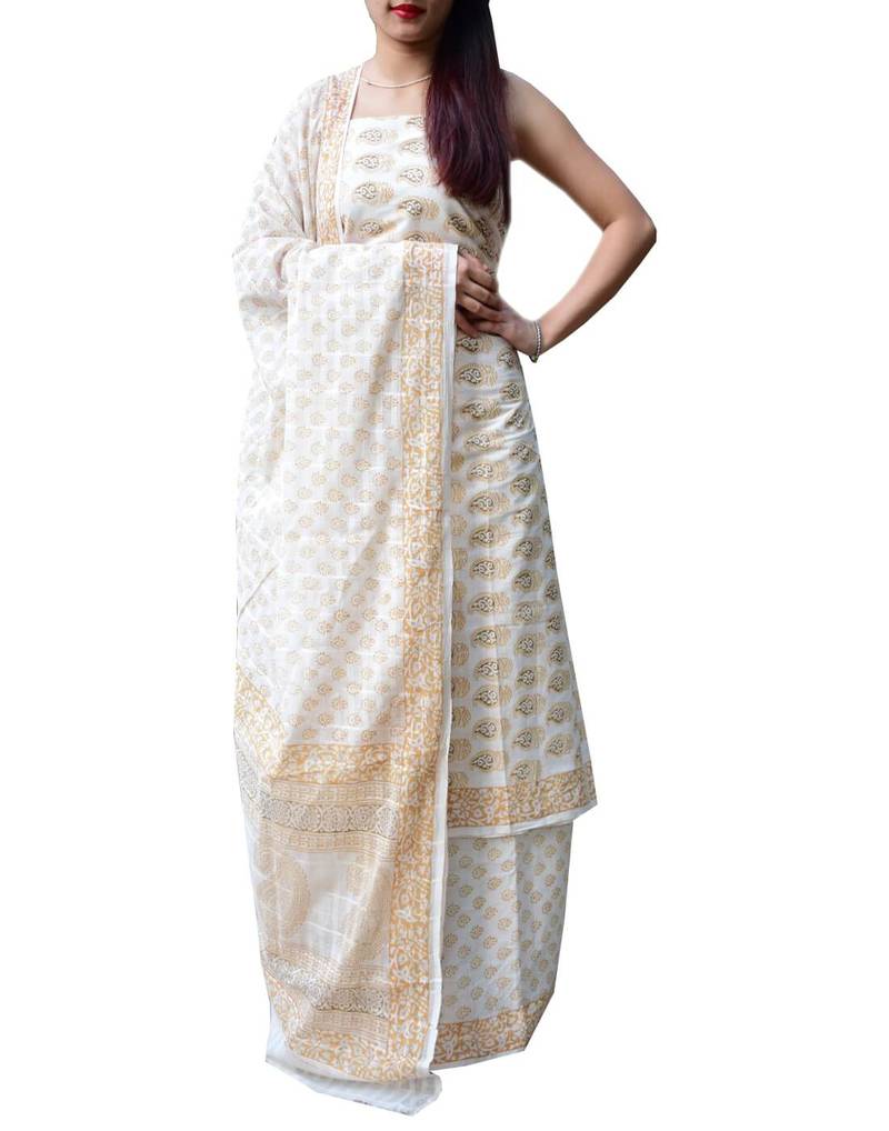 Giftpiper Bagh Print Salwar Suit In Cotton White - Richa Pandey - 2662298