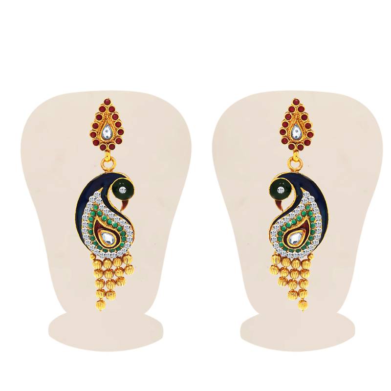 Wavy Peacock Gold Plated 4 String Necklace Set for Women - Sukkhi ...