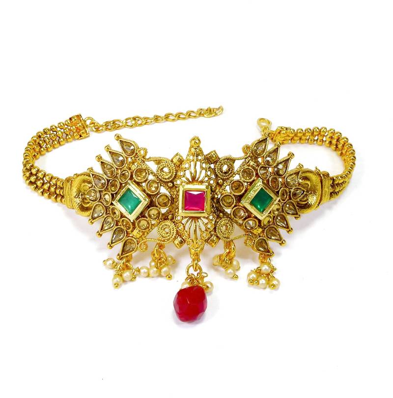 Multicolour kundan adjustable bajuband armlet ethnic wedding jewellery ...