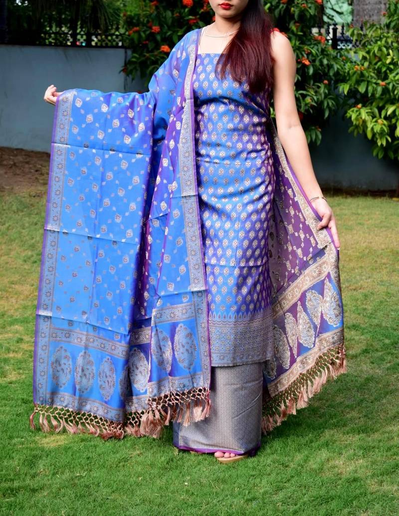 Turquoise Brocade Banarasi Brocade Salwar - Richa Pandey - 2665923