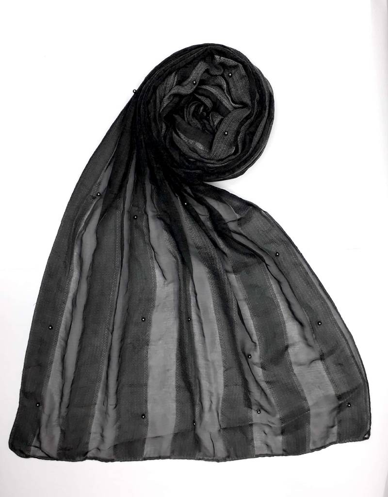 Black cotton designer hijab stole for women - Mean Zoom - 2672032