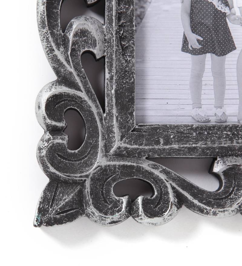 Wooden Handcrafted Photo Frame Distress Finish Silver Color ( 5x7 Inch Vertical) - Yatha - 2678954