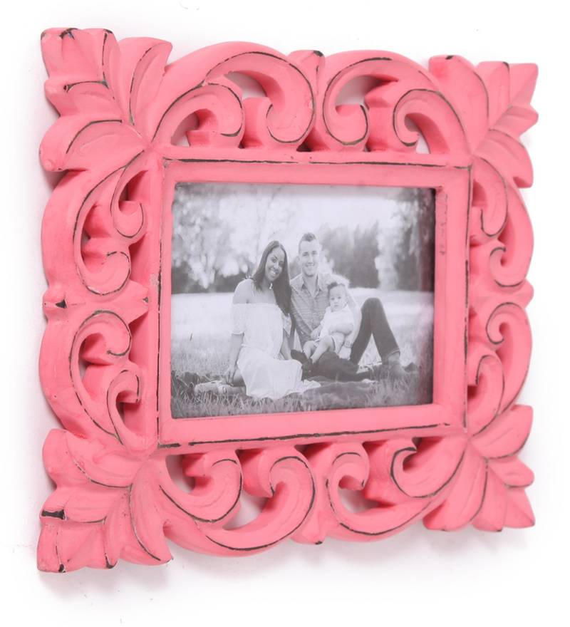 Wooden Handcrafted Photo Frame Distress Finish Pink Color ( 4x6 Inch ...