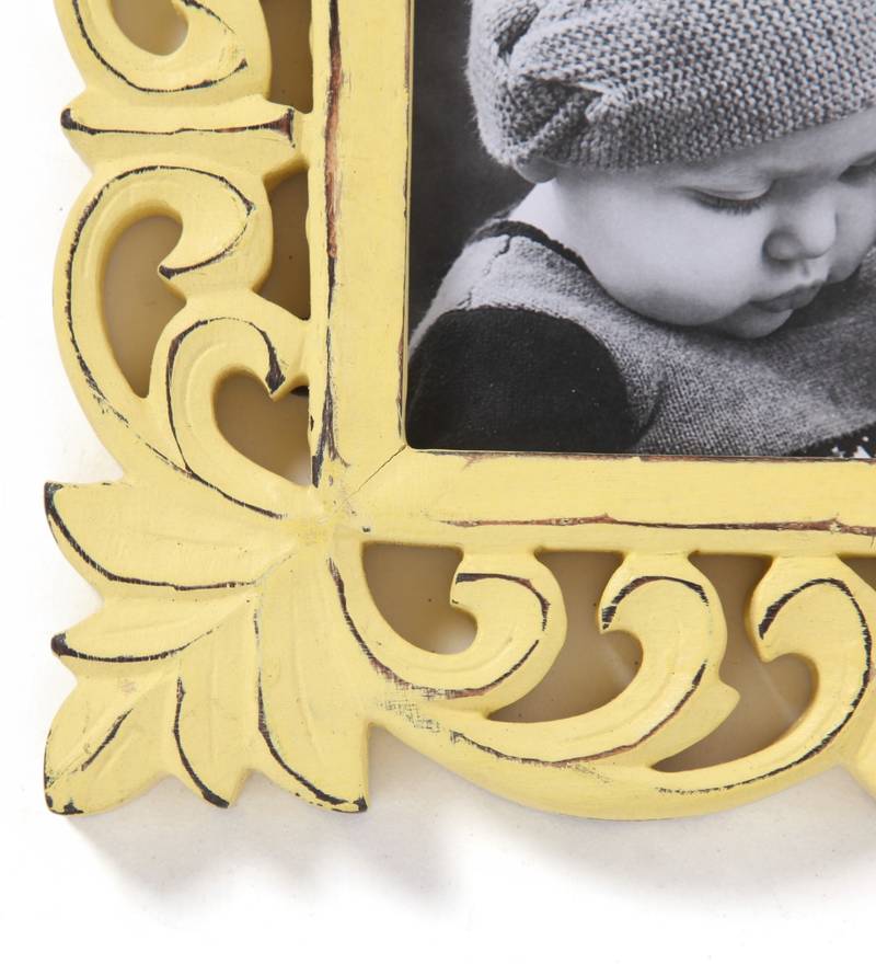 Wooden Handcrafted Photo Frame Distress Finish Yellow Color ( 4x6 Inch ...