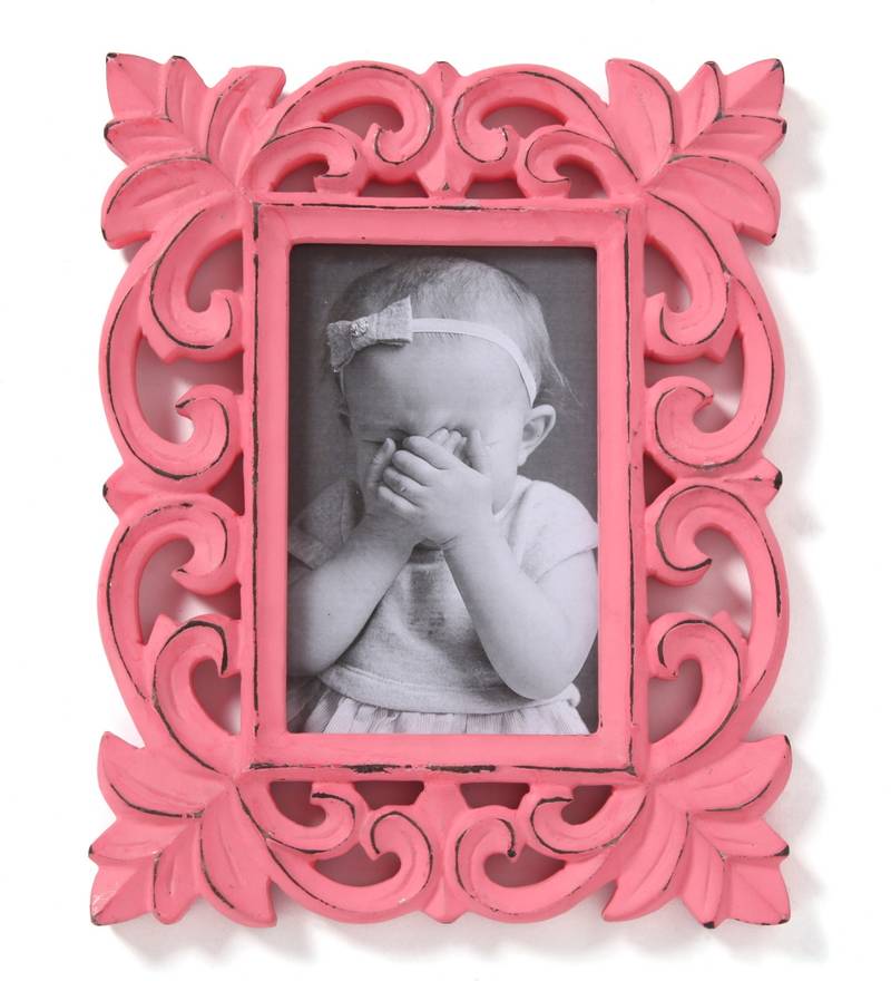 Wooden Handcrafted Photo Frame Distress Finish Pink Color ( 4x6 Inch ...