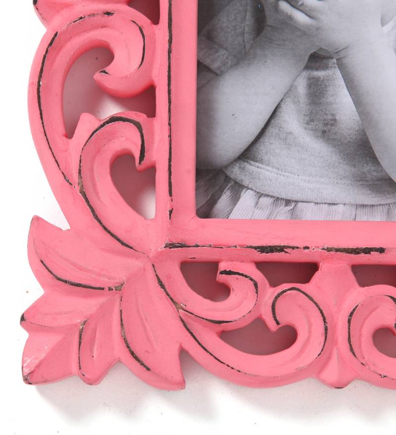 Wooden Handcrafted Photo Frame Distress Finish Pink Color ( 4x6 Inch ...