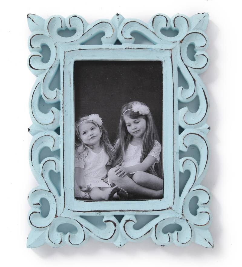 Wooden Handcrafted Photo Frame Distress Finish Light Blue Color ( 4x6 ...