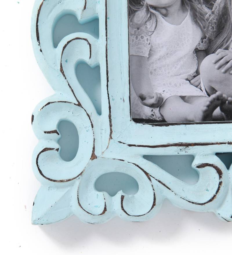 Wooden Handcrafted Photo Frame Distress Finish Light Blue Color ( 4x6 ...
