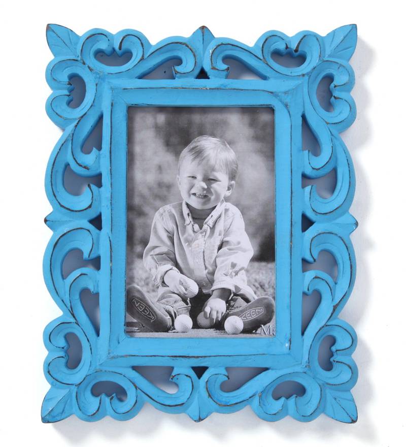Wooden Handcrafted Photo Frame Distress Finish Dark Blue Color ( 4x6 ...