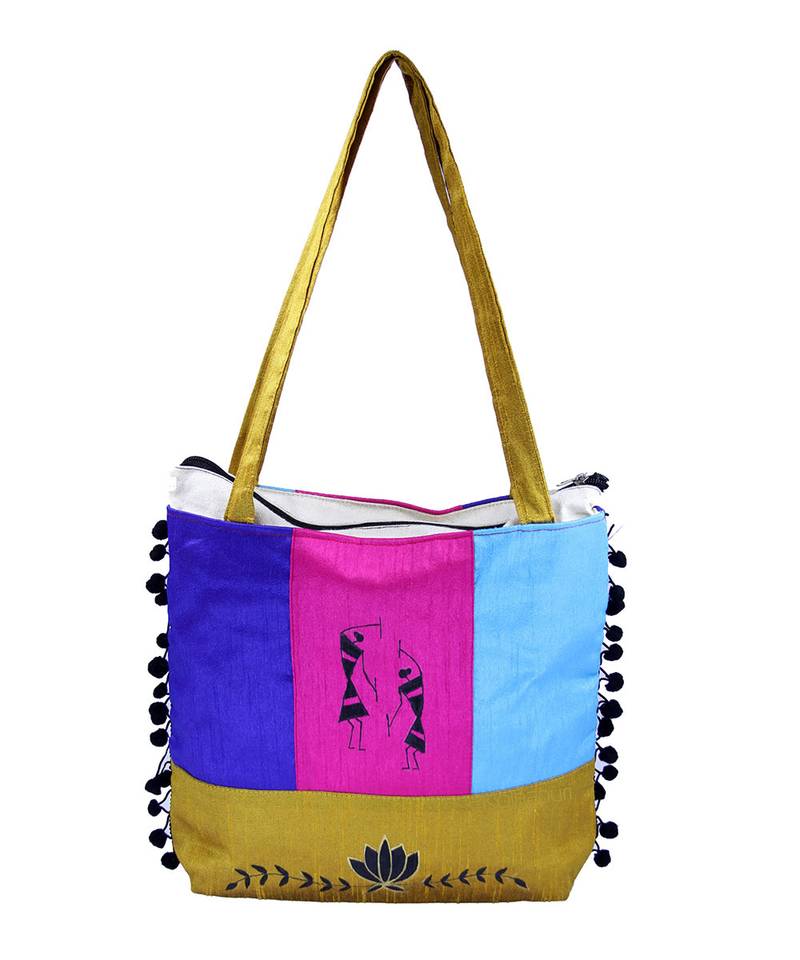 Multicolor Cotton Hand Woven Sling Bags - KALAPURI - 2691825