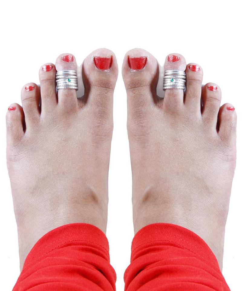 Traditional Green Crystal Silver Plated Toe Ring And Jodavi For Womens ...