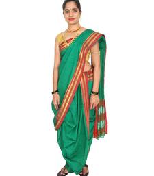 Green Plain Art Silk Chanderi Nauvari Saree - KALAPURI - 2693066