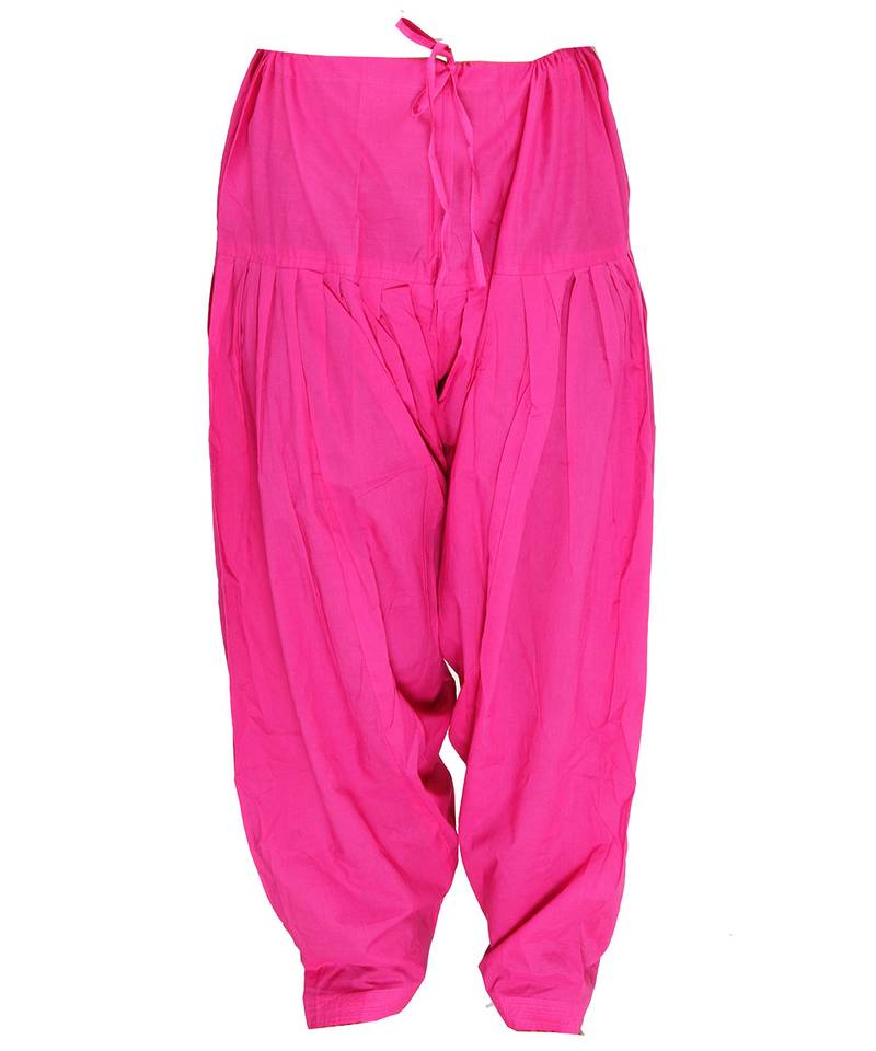 Magenta Pure Solid Cotton Semi Patiala Salwar Bottoms - KALAPURI - 2693134