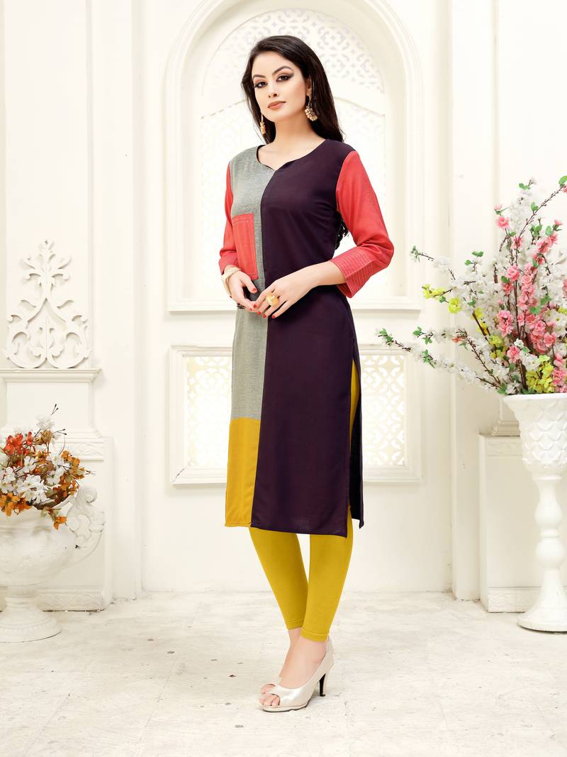 Multicolor plain rayon kurtis - Elevate Women - 2694230