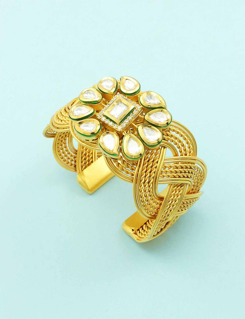 Clear Vilandi Kundan Kada Jewellery for Women - Orniza - 2695245