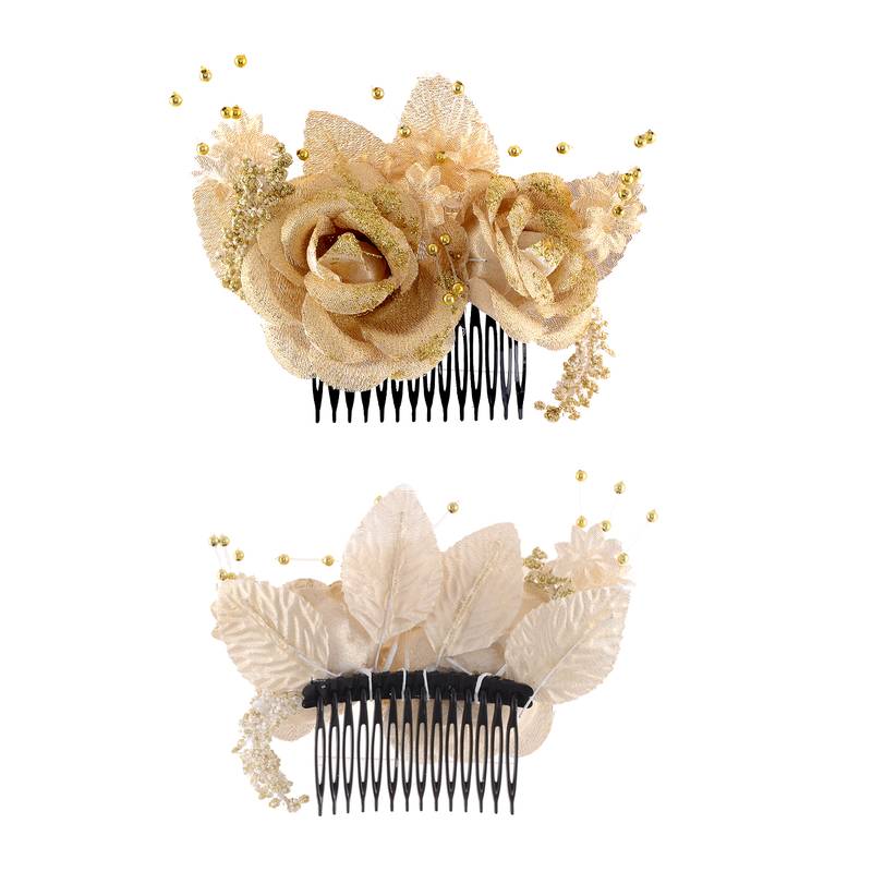 Cute Golden Rose Hai Pin For Parties - RICH LOOK - 2697484