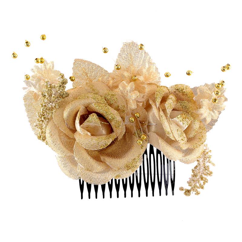 Cute Golden Rose Hai Pin For Parties - RICH LOOK - 2697484