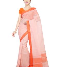 Orange Plain Cotton Saree - Buymyethnic - 2701540