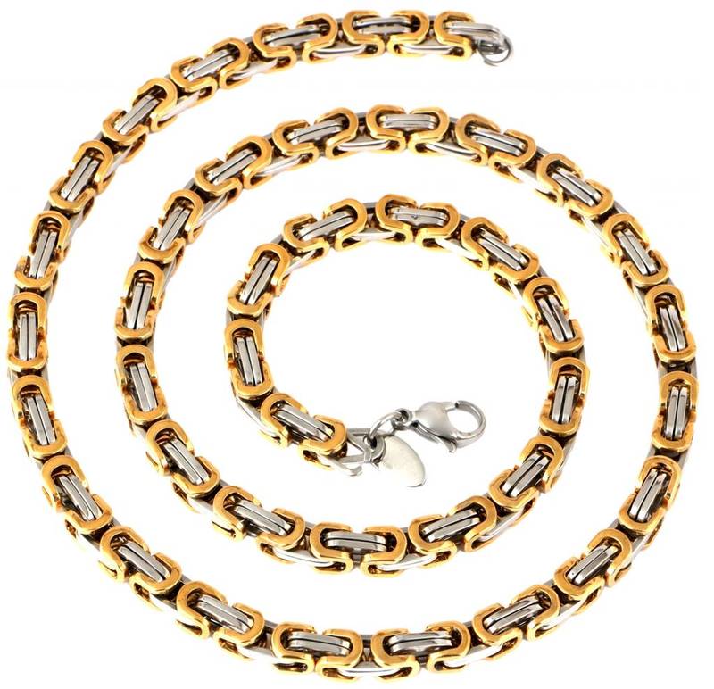 mens stainless steel gold rhodium broad cable link heavy cha - the ...